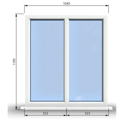1045mm (W) x 1195mm (H) PVCu StormProof Casement Window - 2 Vertical ...