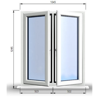 1045mm (W) x 1245mm (H) PVCu StormProof Casement Window - 2 Central ...