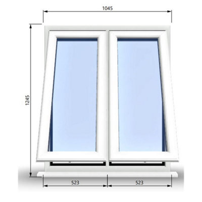 1045mm (W) x 1245mm (H) PVCu StormProof Casement Window - 2 Vertical ...