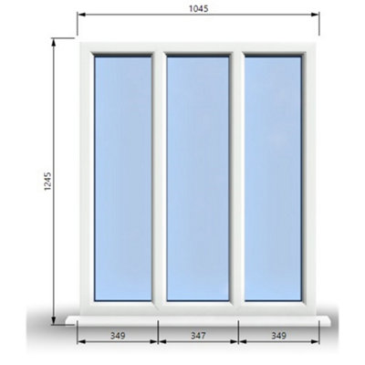 1045mm (W) x 1245mm (H) PVCu StormProof Casement Window - 3 Panes Non ...