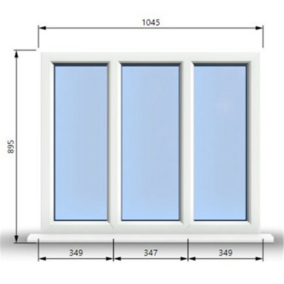 1045mm (W) x 895mm (H) PVCu StormProof Casement Window - 3 Panes Non ...