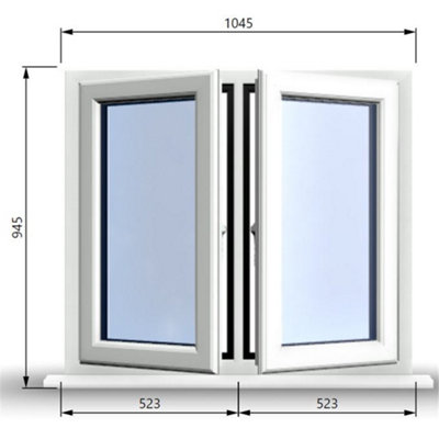 1045mm (W) x 945mm (H) PVCu StormProof Casement Window - 2 Central ...