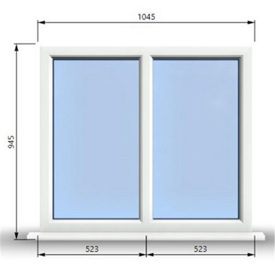 1045mm (W) x 945mm (H) PVCu StormProof Casement Window - 2 Vertical ...