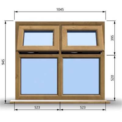 1045mm (W) x 945mm (H) Wooden Stormproof Window - 2 Top Opening Windows ...