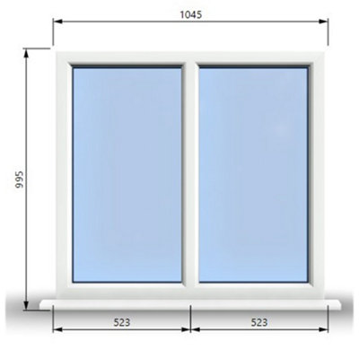 1045mm (W) x 995mm (H) PVCu StormProof Casement Window - 2 Vertical ...