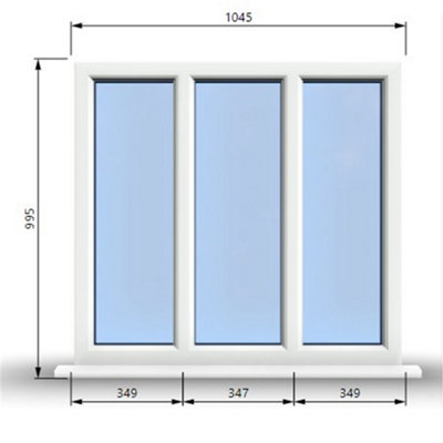 1045mm (W) x 995mm (H) PVCu StormProof Casement Window - 3 Panes Non ...