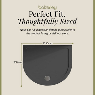 1050mm Premium D Shape Shower Tray - Slate Grey
