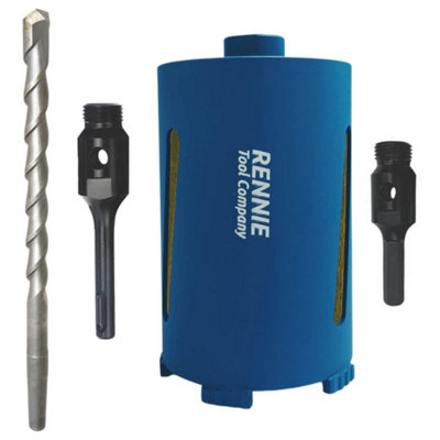 107mm x 150mm Long Diamond Core Drill Bit Set Includes SDS Adapter Hex Adapter Centre Drill Bit. For Concrete Masonry Stone