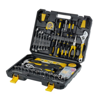 108-Piece Household Tool Kit Carbon Steel Tool Set, Yellow&Black