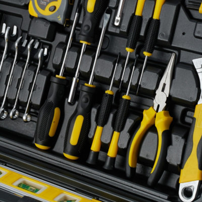 108-Piece Household Tool Kit Carbon Steel Tool Set, Yellow&Black