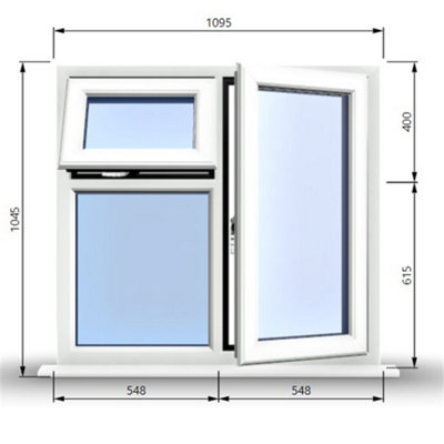 1095mm (W) x 1045mm (H) PVCu StormProof - 1 Opening Window (RIGHT ...