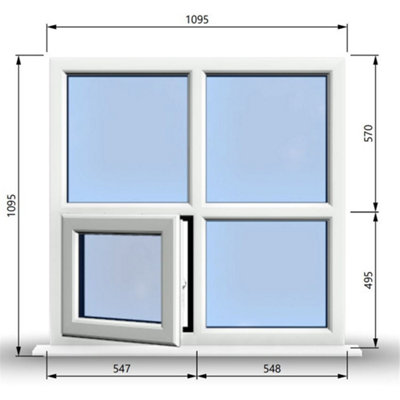 1095mm (W) x 1095mm (H) PVCu StormProof Casement Window - 1 Bottom ...