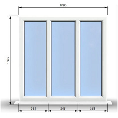1095mm (W) x 1095mm (H) PVCu StormProof Casement Window - 3 Panes Non ...