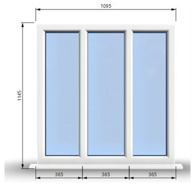 1095mm (W) x 1145mm (H) PVCu StormProof Casement Window - 3 Panes Non ...