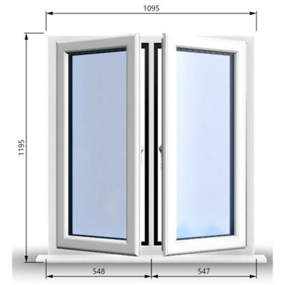 1095mm (W) x 1195mm (H) PVCu StormProof Casement Window - 2 Central ...