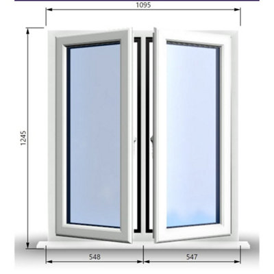 1095mm (W) x 1245mm (H) PVCu StormProof Casement Window - 2 Central ...