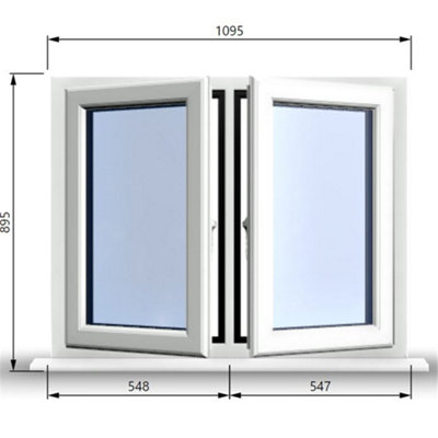 1095mm (W) x 895mm (H) PVCu StormProof Casement Window - 2 Central ...
