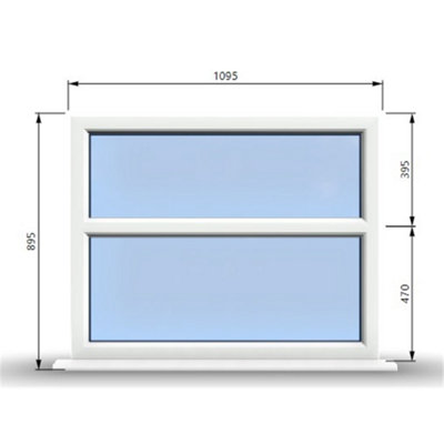 1095mm (W) x 895mm (H) PVCu StormProof Casement Window - 2 Horizontal ...