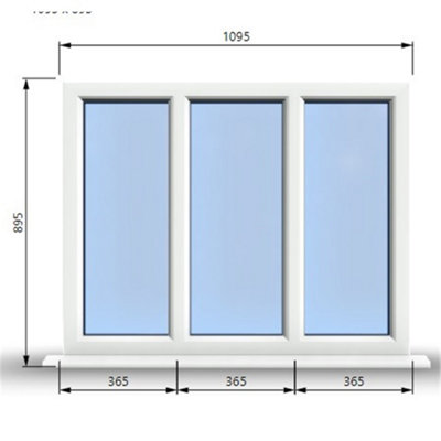 1095mm (W) x 895mm (H) PVCu StormProof Casement Window - 3 Panes Non ...