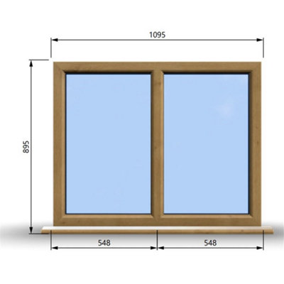 1095mm (W) x 895mm (H) Wooden Stormproof Window - 2 Non-Opening Windows ...