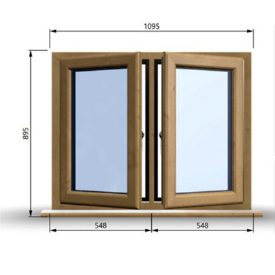 1095mm (W) x 895mm (H) Wooden Stormproof Window - 2 Opening Windows ...