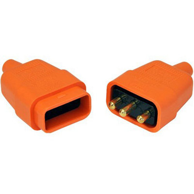 10amp 3Pin Orange Flex High Impact Cable Connector Flymo Lawnmower ...