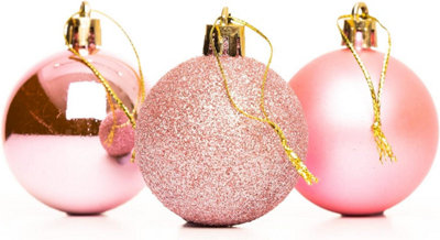 10cm/3Pcs Christmas Baubles Shatterproof Pale Pink,Tree Decorations ...
