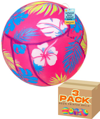 10cm Neon Coloured Football Ball for Kids - Inflated - 3 Pack