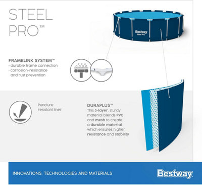 10ft Bestway Steel Pro Frame Pool Set Round Above-Ground Swimming Pool
