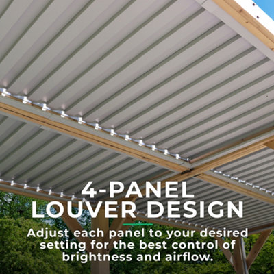 10ft x 20ft Meridian Wood Pergola with Louvered Roof