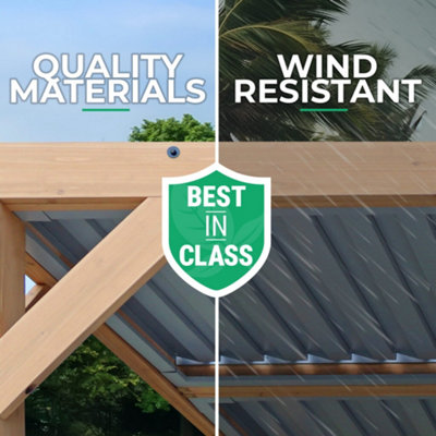 10ft x 20ft Meridian Wood Pergola with Louvered Roof