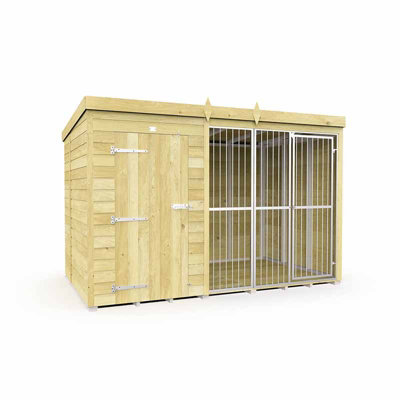 10ft X 6ft Dog Kennel and Run Full Height with Bars - Wood - L178 x ...
