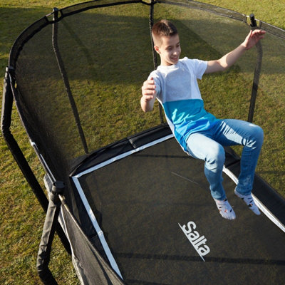 10ft x 7ft Salta Black Premium Rectangular Trampoline with Enclosure