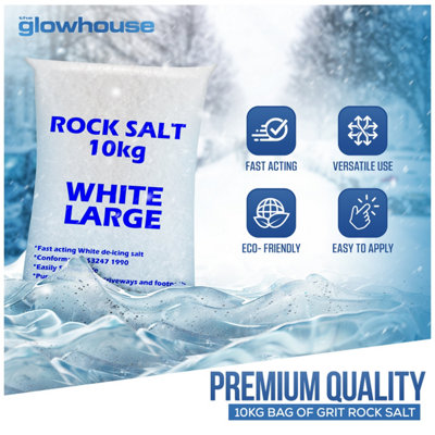 10kg Bag of Grit Rock Salt Deicing White Grit Rock Salt for Weeds De ...