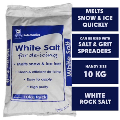 10kg White De-Icing Salt Grit for Clearing Ice and Snow from Driveway ...