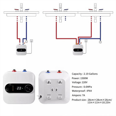 10L 1500W ELECTRIC HOT WATER STORAGE TANK WATER HEATER BOILER KITCHEN ...