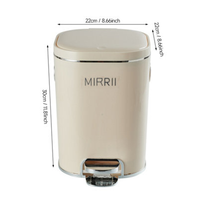10L Cream-Coloured Trash Can Kitchen Bin Recycling Rubbish Bin