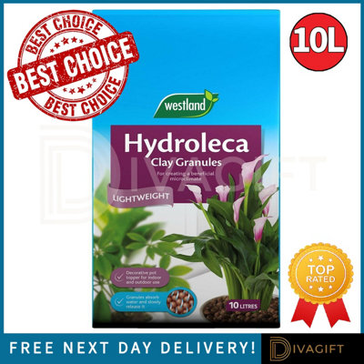 10L Hydroleca Clay Granules for Outdoor and Indoor Planting, Small to ...