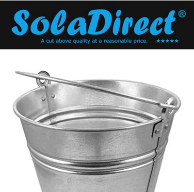 10L Pail Heavy Duty Galvanised Steel Metal Bucket Water Coal Fire ...