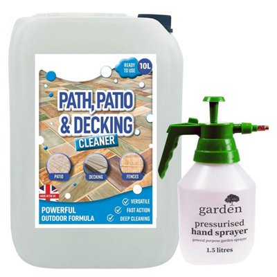 10L Patio & Decking Cleaner Removes Dirt, Grime & Stains With 1.5 Litre ...