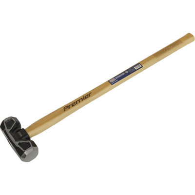 10lb Hardened Sledge Hammer - Hickory Wooden Shaft - Drop Forged Carbon ...