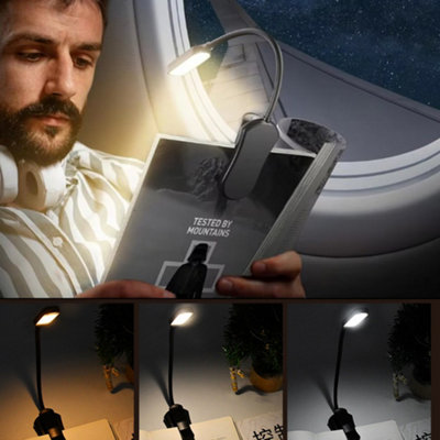 10LED Rechargeable Book LED Clip-on Reading Light 3 Color Temperature ...