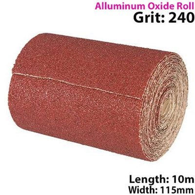 10m 240 Grit Aluminium Oxide Sand Paper Rolls Long Life Sanding ...