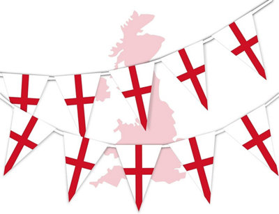 10m/33ft St Georges England Bunting Banner 25 Triangle Flags St Georges