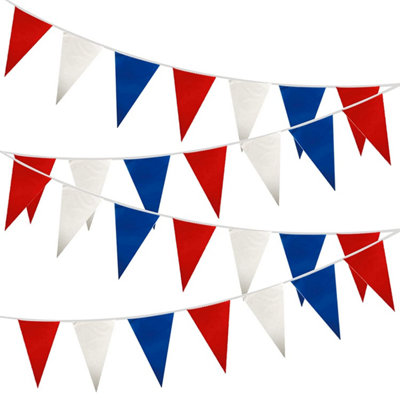 10M/33ft Triangle Bunting 20 Flags Polyester Red White Blue Banner