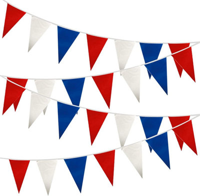 10M/33ft Triangle Bunting 20 Flags Polyester Red White Blue Banner