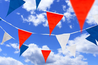 10M/33ft Triangle Bunting 20 Flags Polyester Red White Blue Banner