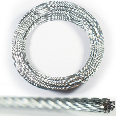 10m 6mm Wire Rope Lashing Cable Galvanised Steel Stranded Metal Hoist ...