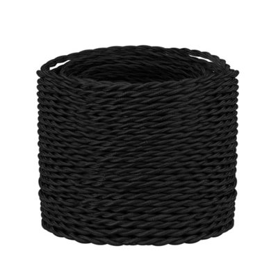 10m Black Twisted Fabric Cable 2 Core Vintage Braided Flex Wire for DIY ...