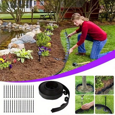 10m lawn border with 30 plastic stakes garden border for paths ...